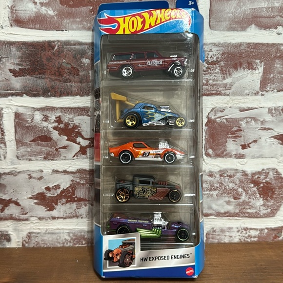 Mattel | Toys | Hot Wheels 222 Hw Exposed Engines 5 Vehicle Gift Pack ...